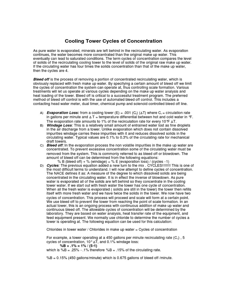 Cooling Tower Cycles of Concentration | PDF | Home & Garden