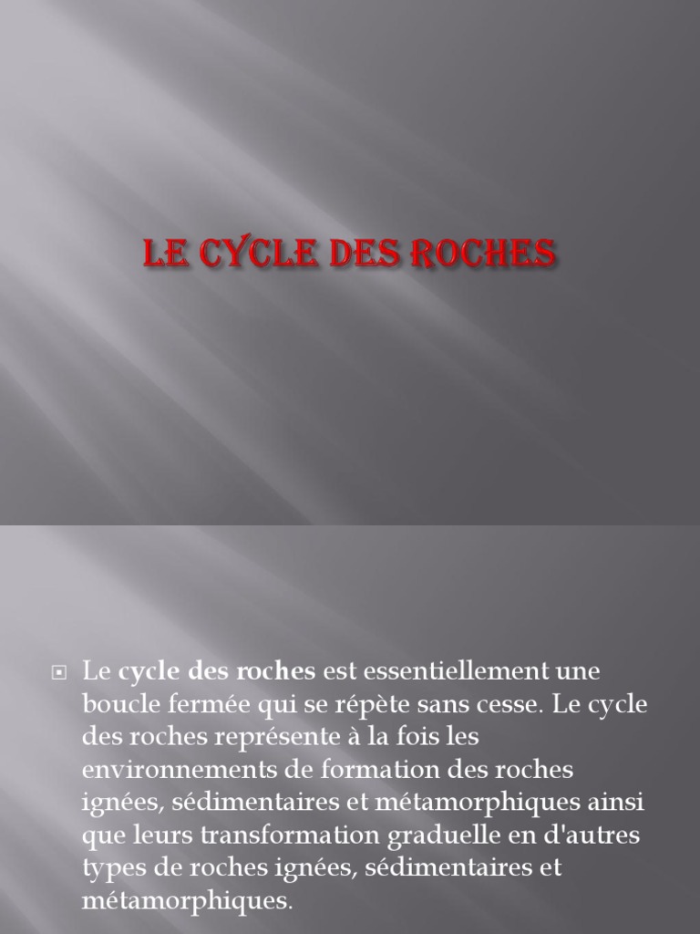 Cycle des Roches : Transformation et Environnements | PDF | Sciences ...