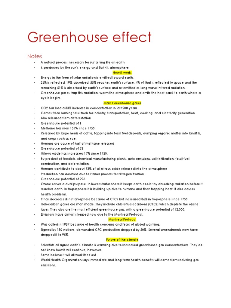 Greenhouse Effect Notes | PDF | Greenhouse Effect | Greenhouse Gas