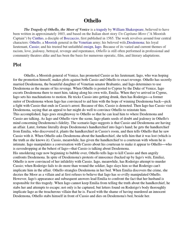 Othello Pdf Iago Othello