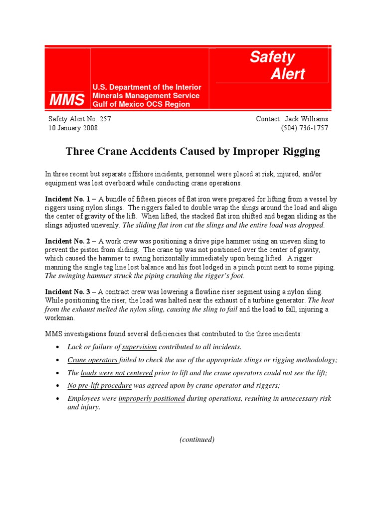 Crane Safety Alert: Rigging Errors | PDF | Crane (Machine) | Rigging