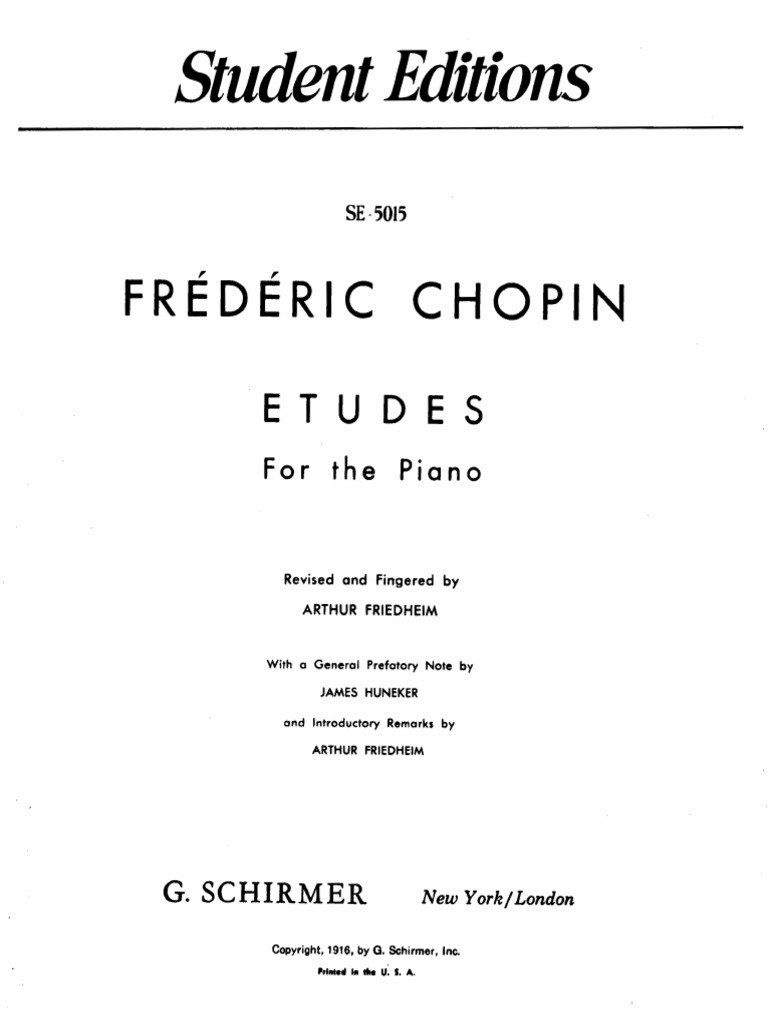 Chopin Complete Etudes Schirmer Friedheim | PDF