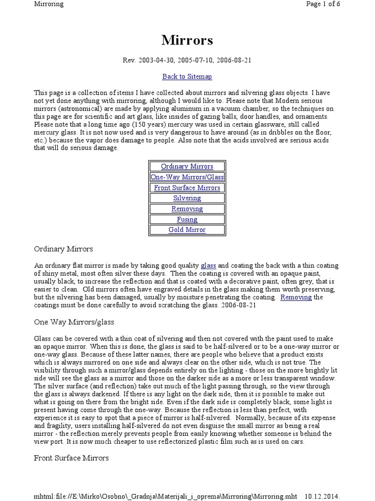 Mirrors | PDF | Mirror | Silver