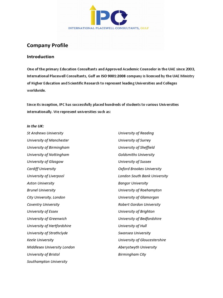 IPC Company Profile PDF | PDF | Postgraduate Education | Undergraduate ...