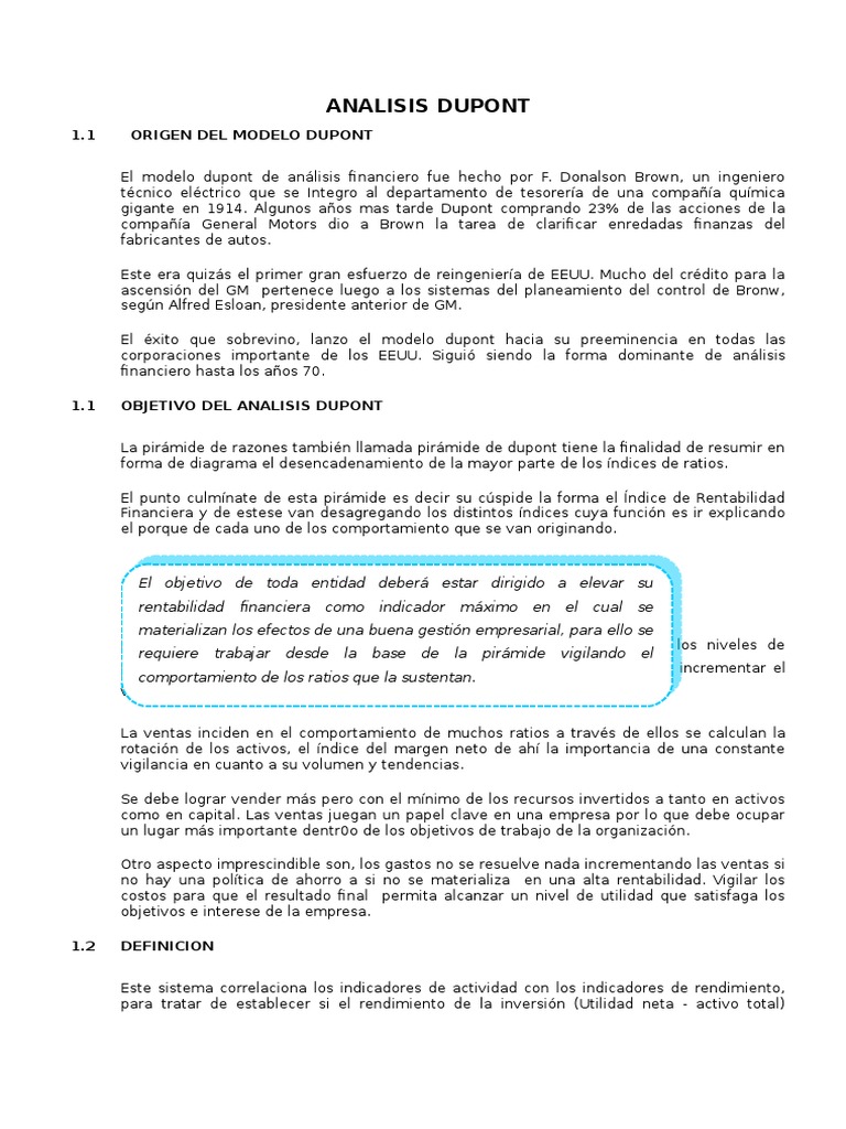 Analisis Dupont | PDF | Rentabilidad sobre recursos propios | Deuda