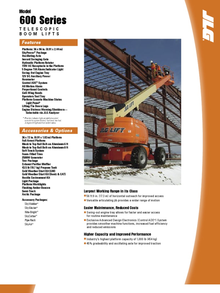 JLG 600 Series TELESCOPIC BOOM LIFTS | PDF | Engines | Diesel Engine