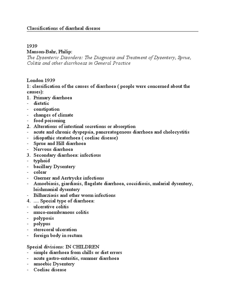 Diarrhoea Classifications | PDF | Diarrhea | Infection