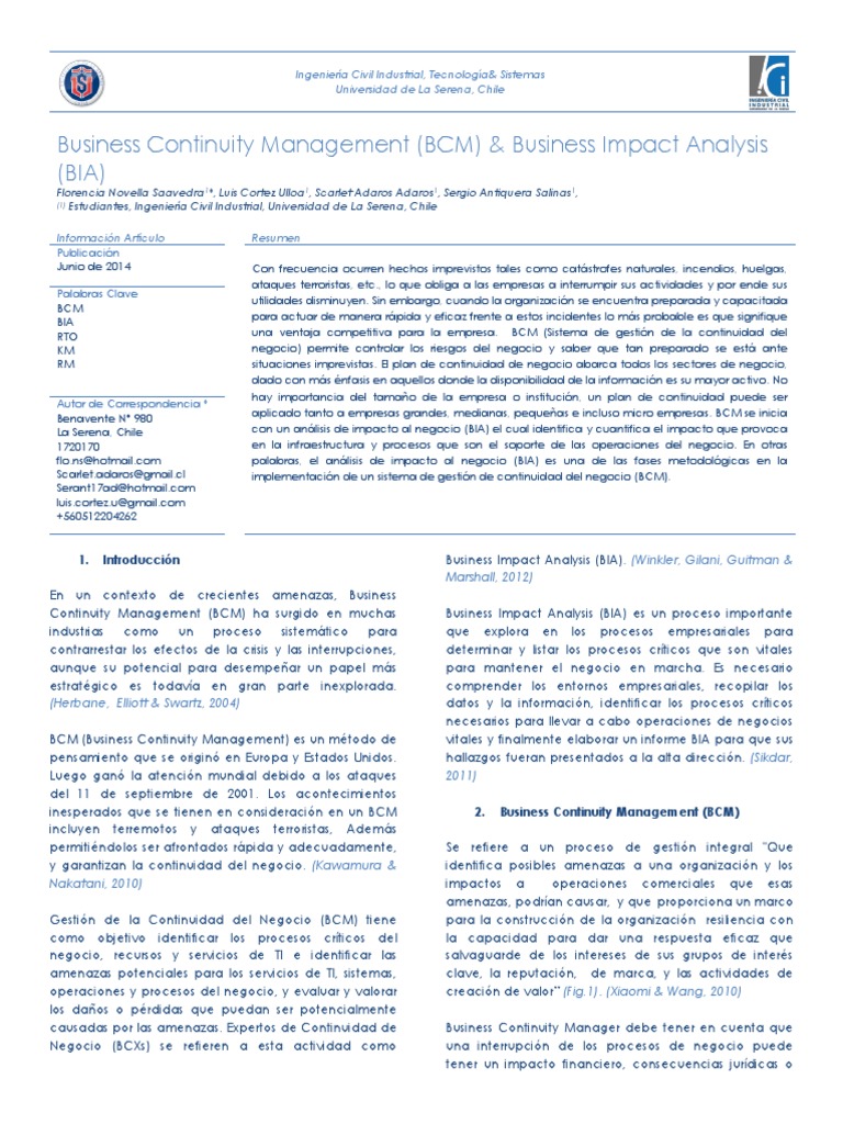 Business Continuity Management (BCM) & Business Impact Analysis (BIA ...