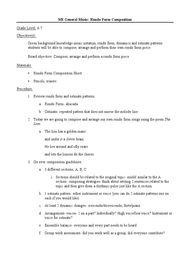 Rondo Form Composition | PDF | Musical Compositions | Performing Arts
