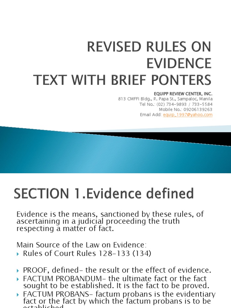 PowerPoint Presentation Criminal Evidence | PDF | Hearsay | Evidence (Law)