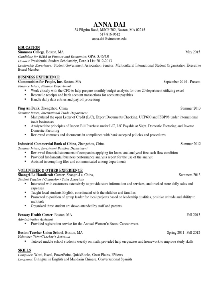 Anna Dai-Resume Fall 2014 | PDF