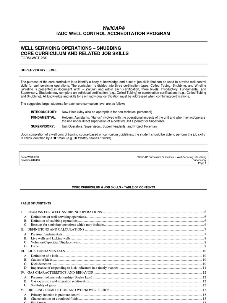 Wellcap® Iadc Well Control Accreditation Program Well | PDF | Pressure ...