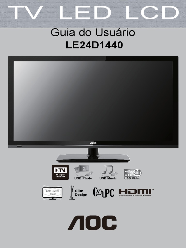 Aoc Manual Le24d1440 Portuguese Brazil v1 24 | PDF | HDMI | Televisão ...