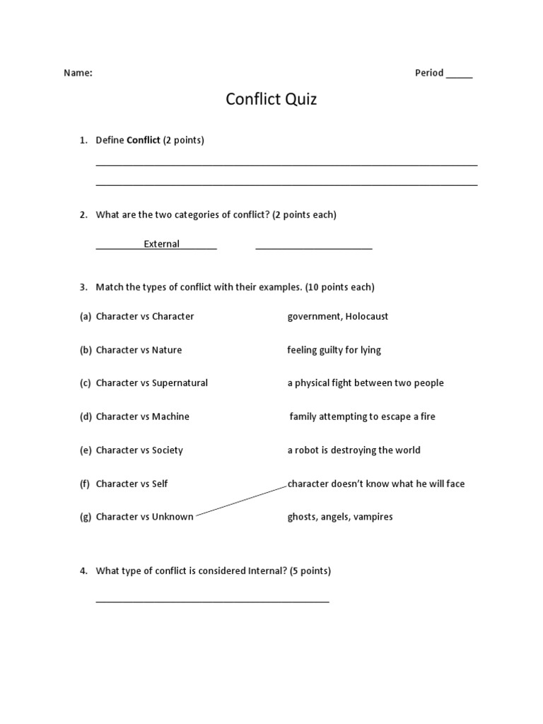 Modified Conflict Quiz | PDF | Teaching Methods & Materials