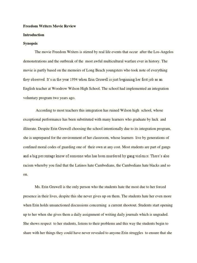 Freedom Writers Movie Review | PDF | Schools | Teaching And Learning