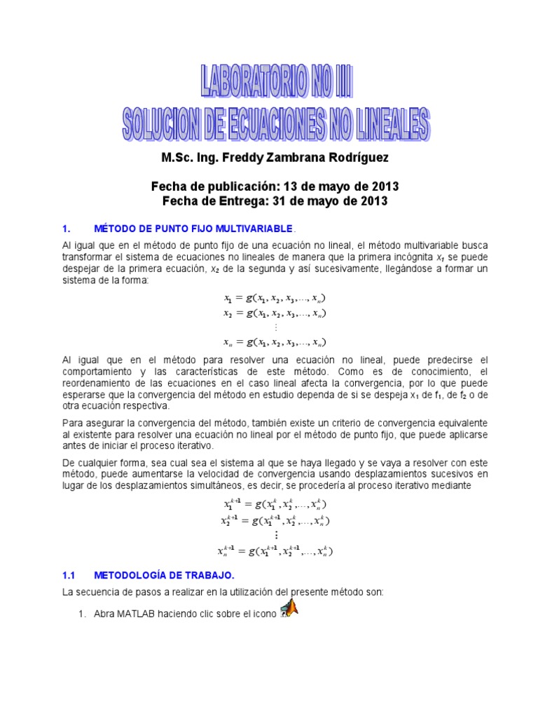 Laboratorio 1105 3 | PDF | Sistema de ecuaciones lineales | Ecuaciones
