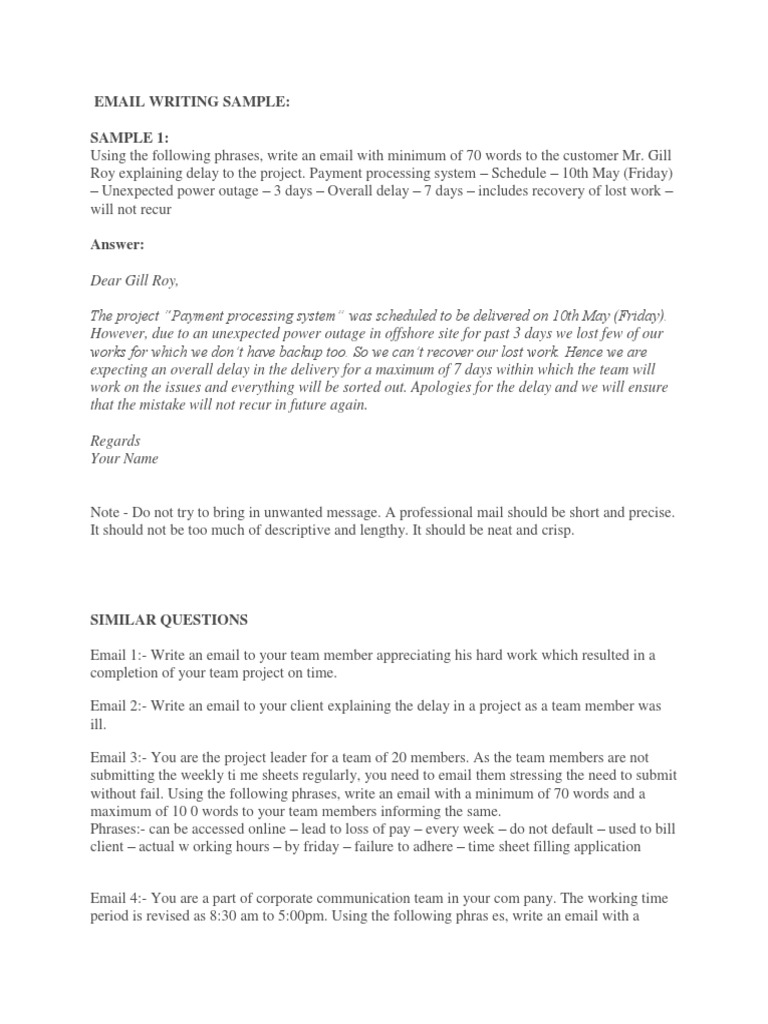 Email Writing | PDF | Email | Working Time