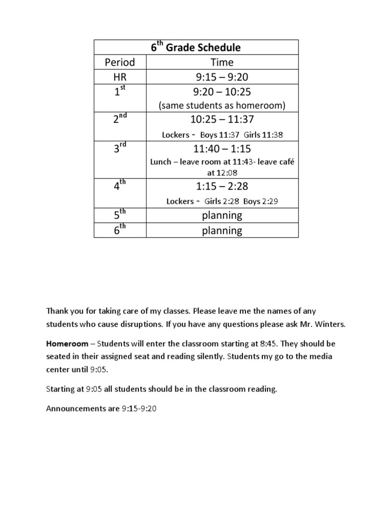 Substitute Teacher Instructions | PDF | Language Arts & Discipline