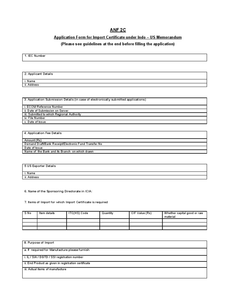 Application Form For Import Certificate Under Indo | PDF | Government ...