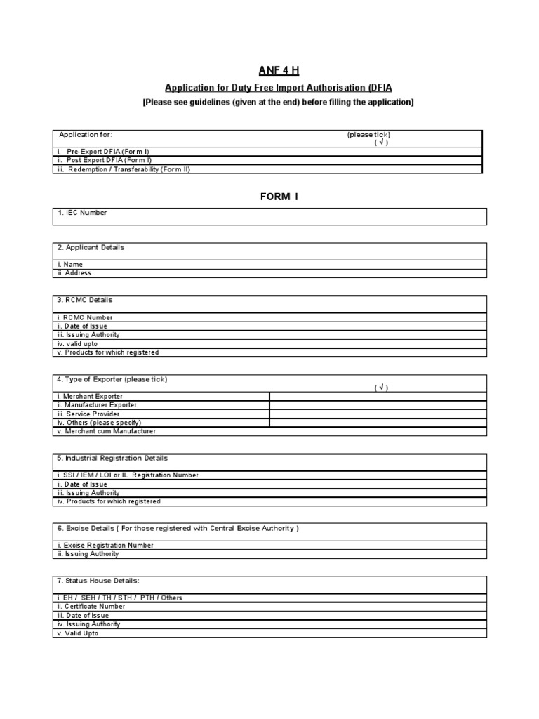 Application For Duty Free Import Authorisation (DFIA | PDF | Invoice ...