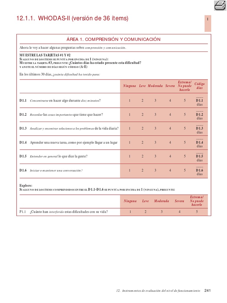 WHODAS-II (Versión de 36 Ítems)