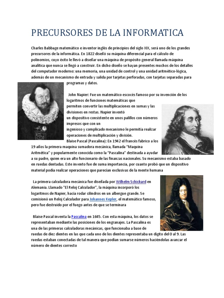 Precursores de La Informatica | PDF | Enseñanza de matemática ...