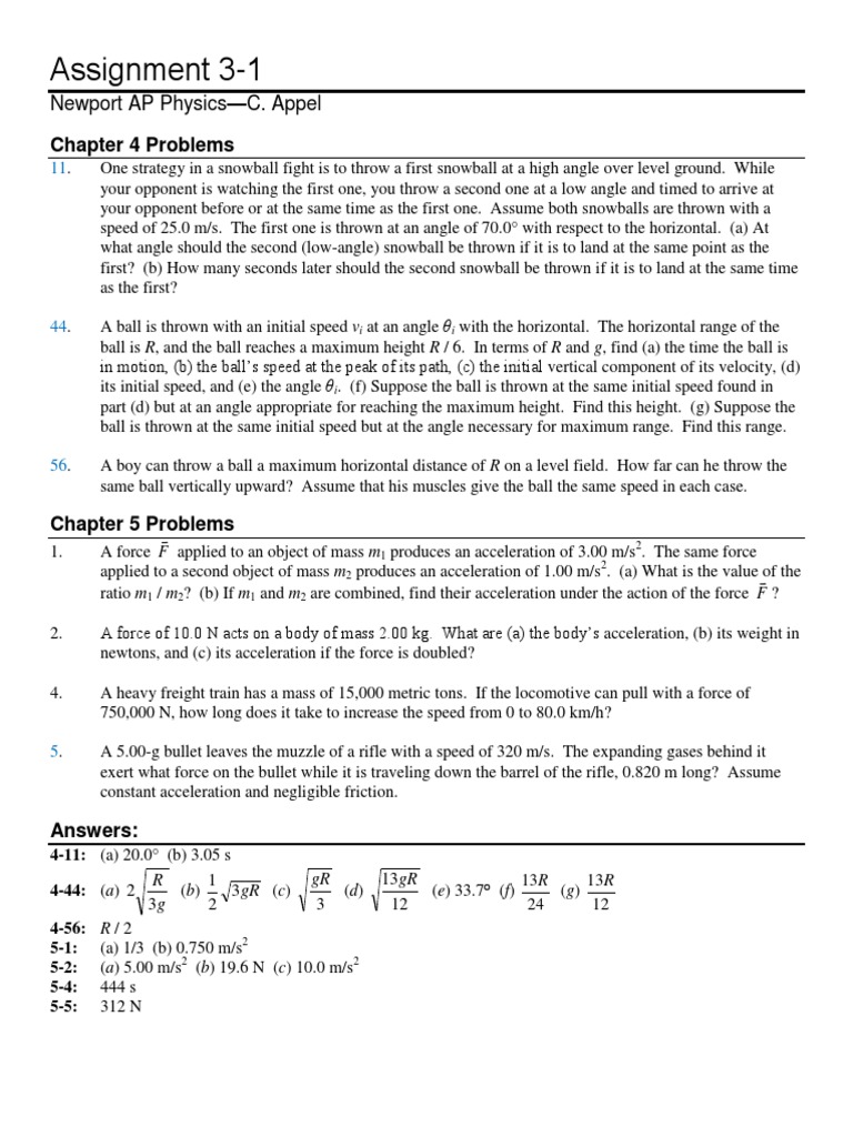 3.1 HW Assignment | PDF | Speed | Force