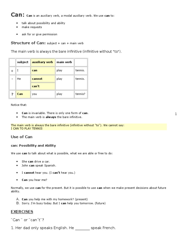 Can. Theory and Exercises | PDF | Verb | Languages