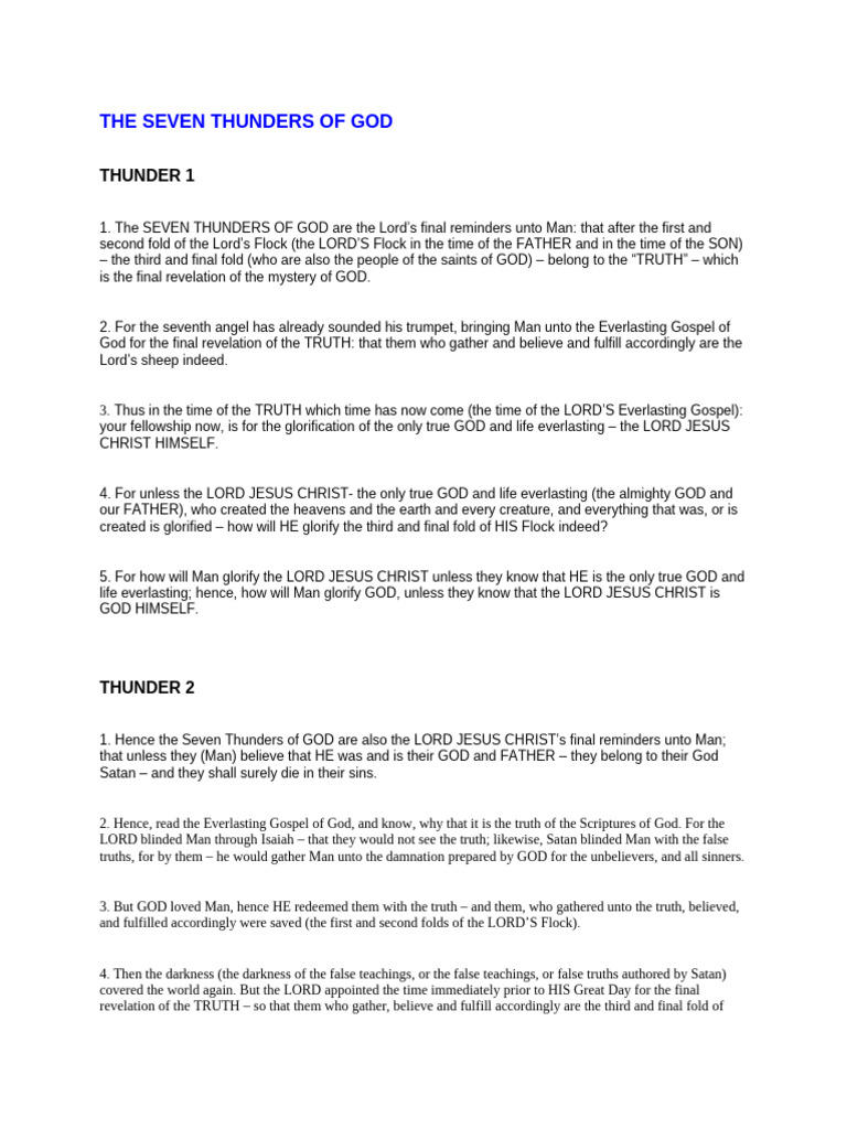 Seven Thunders of God | PDF | Eternal Life (Christianity) | Theology