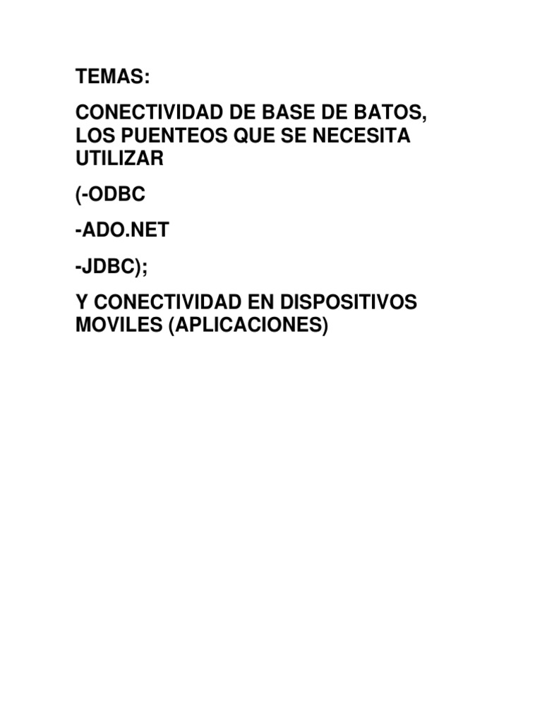Conectividad Base Datos Dispositivos Moviles | PDF | Active X Data Objects | Bases de datos