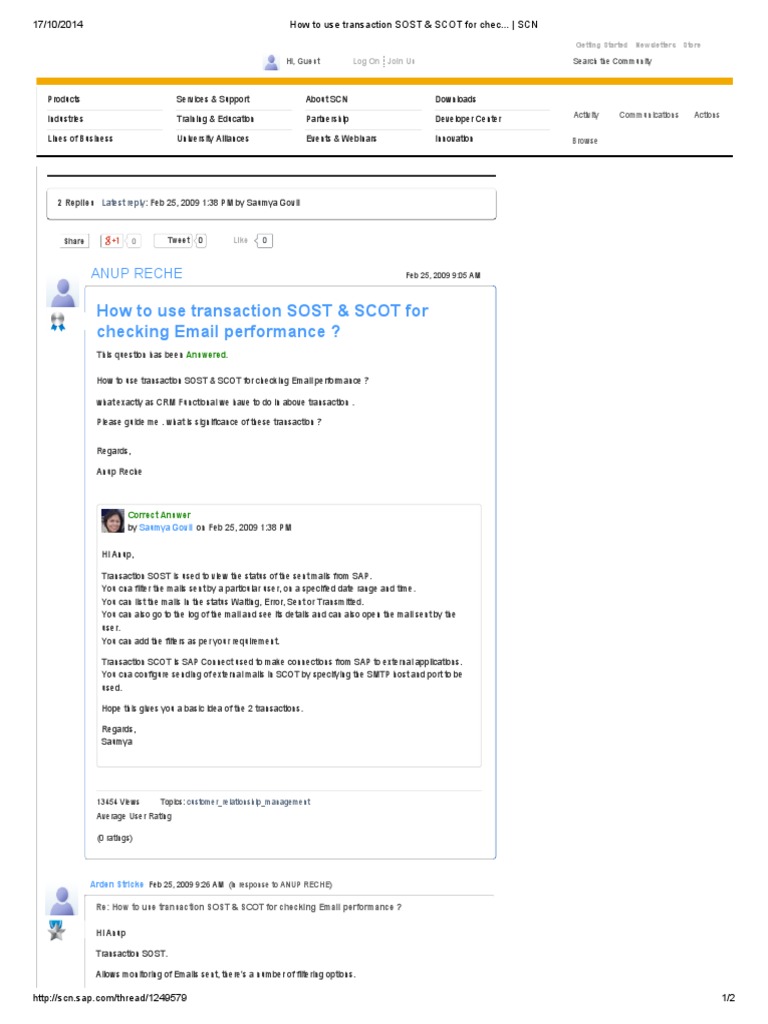 How To Use Transaction SOST & SCOT For Chec.. | PDF | Email | Computer ...