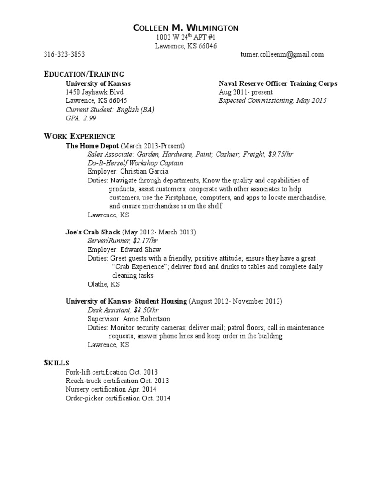 Colleen Wilmington's Resume Summary | PDF