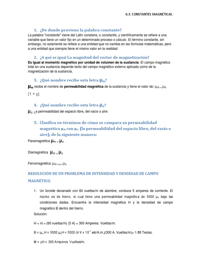 Constantes Magnéticas y Permeabilidad | PDF | Ciencia y matemáticas