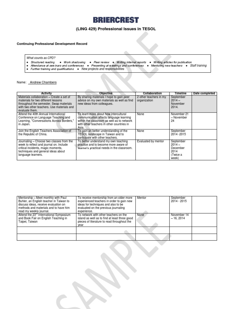 Continuing Professional Development Record | PDF | Career & Growth
