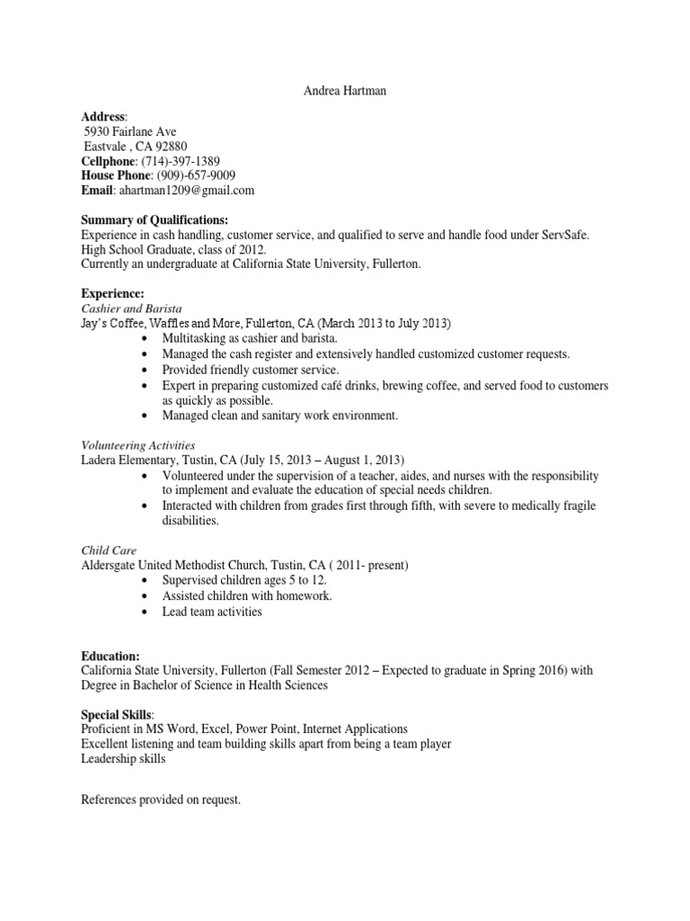Andrea Hartman Resume | PDF