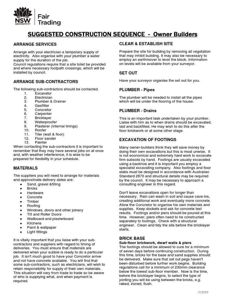 House Construction Sequence | PDF | Technology & Engineering