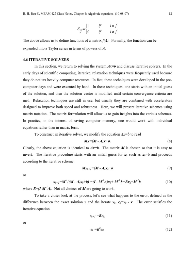 4 6 Iterative Solvers Ij If I If I Pdf Eigenvalues And Eigenvectors Matrix Mathematics