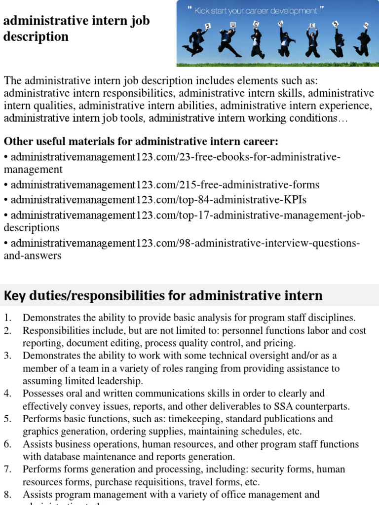 Administrative Intern Job Description | PDF | Employment | Recruitment