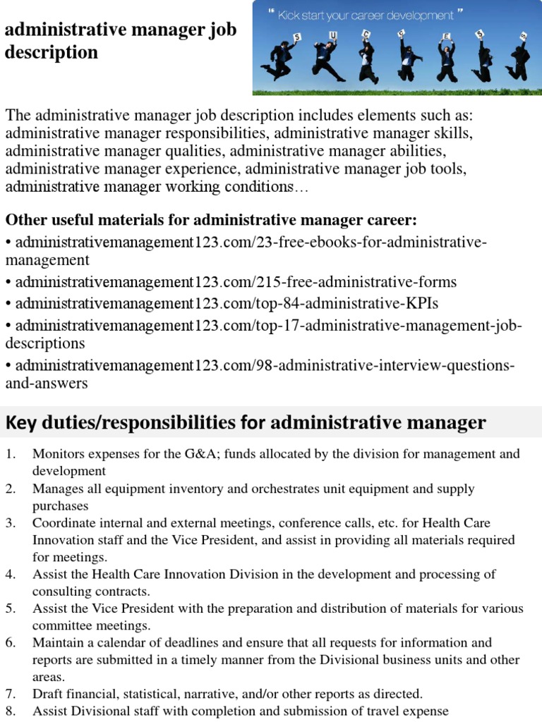 Administrative Manager Job Description | Download Free PDF ...