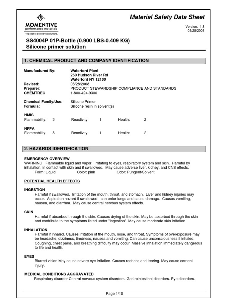 MSDS SS4004P | Toxicity | Carbon Dioxide