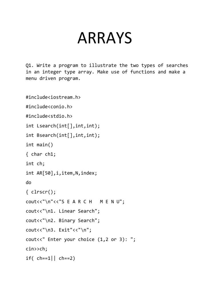 Programs of c++ for class 12 cbse | Array Data Structure | Subroutine