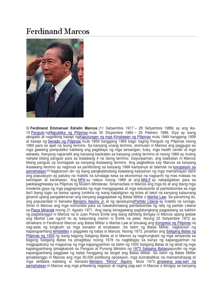 Talambuhay Ni Ferdinand Marcos | PDF