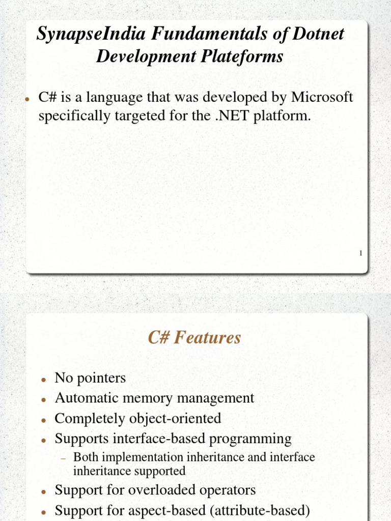 SynapseIndia Fundamentals of Dotnet Development Plateforms | PDF ...
