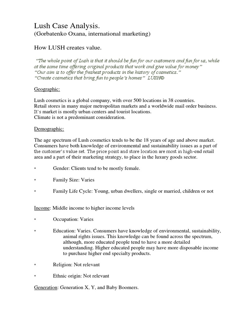 Lush Case Analysis | PDF | Luxury Goods | Brand