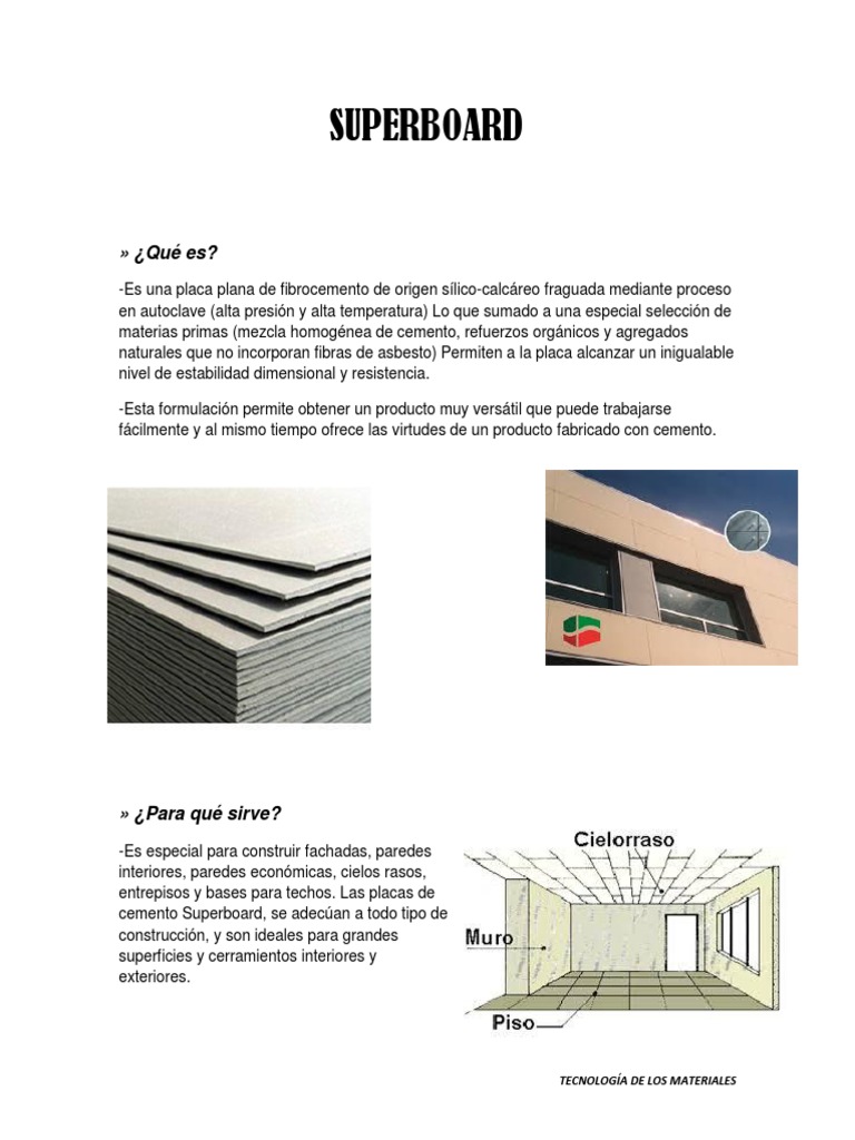 Superboard: Ventajas y Aplicaciones | PDF | Cemento | Resistencia ...