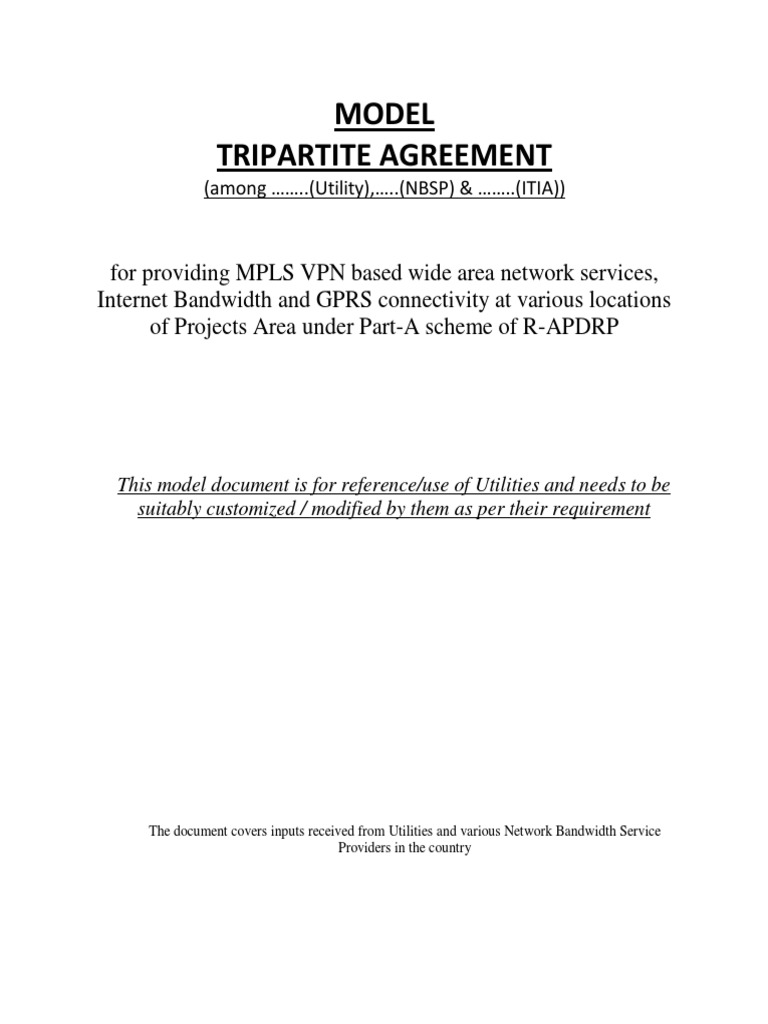 Model Tripartite Agreement | Service Level Agreement | Arbitration