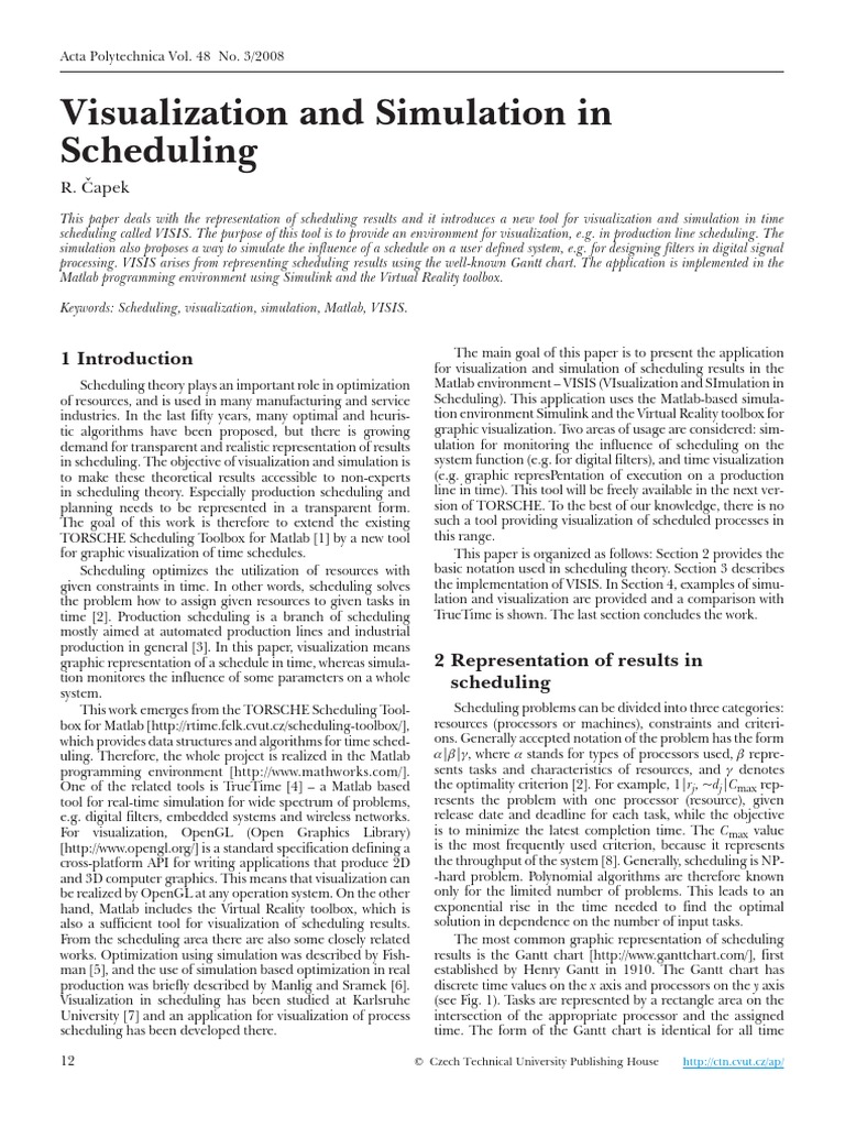 Visualization and Simulation in Scheduling | PDF | Scheduling ...
