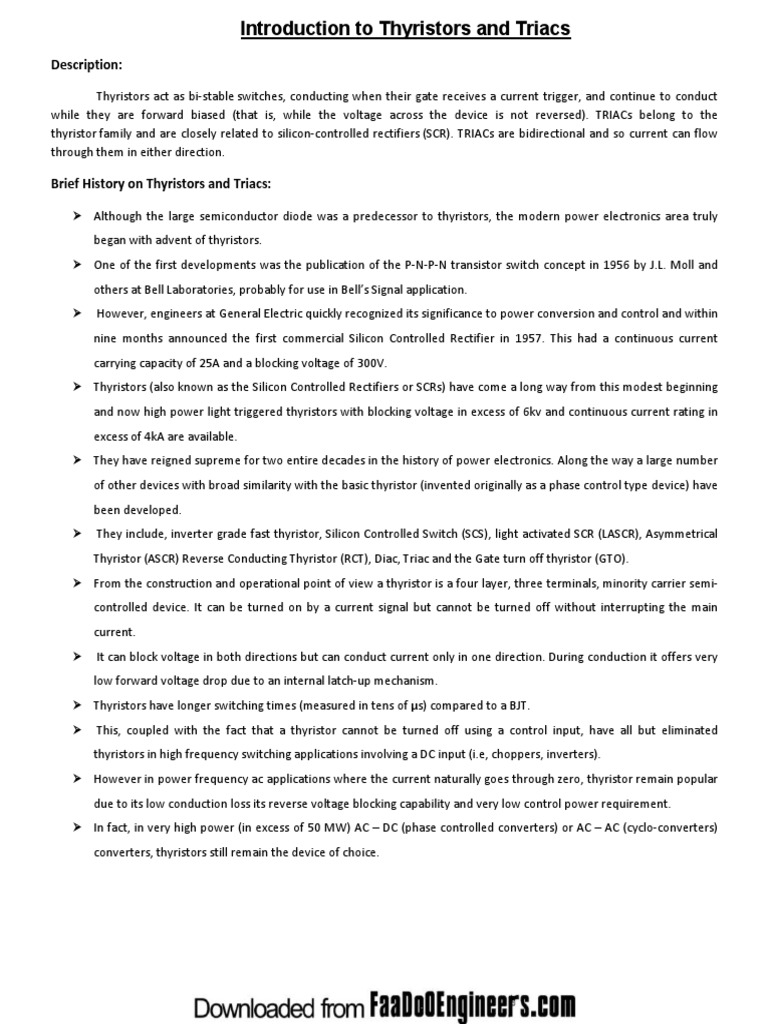 Thyristors And Triacs Pdf Pdf Semiconductors Semiconductor Devices