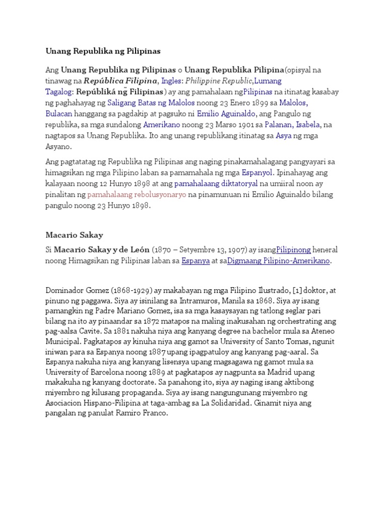 Unang Republika NG Pilipinas | PDF