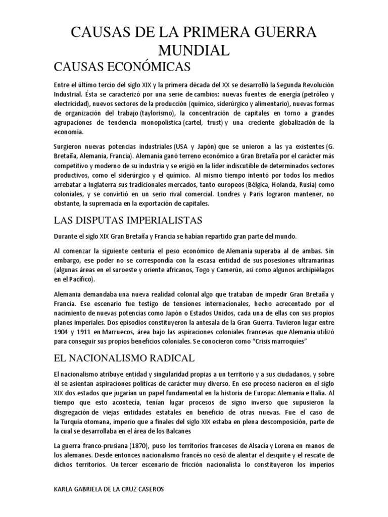 Causas de la Primera Guerra Mundial | PDF | Wilhelm Ii | Alemania